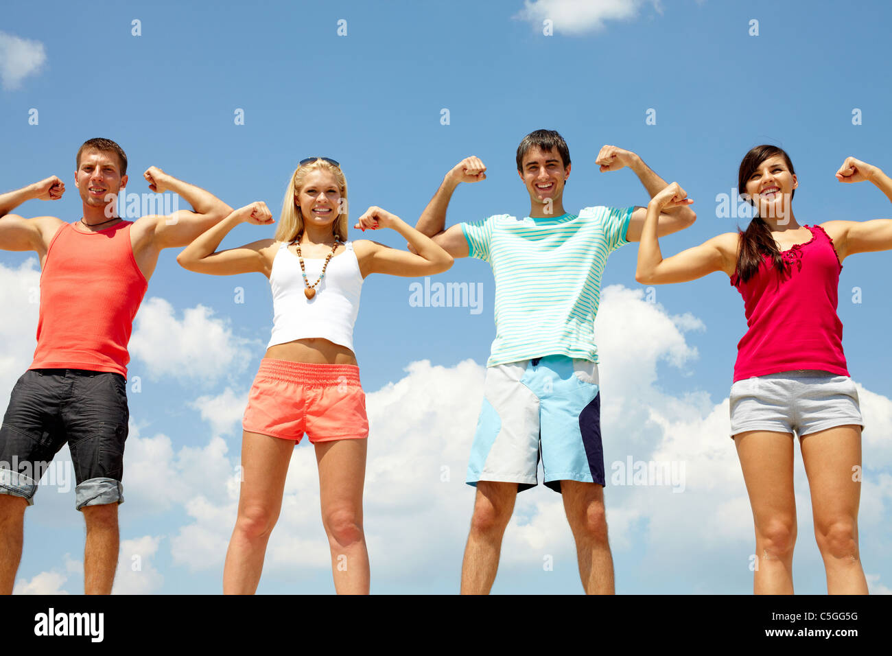 Group four cheerful guy friends hi-res stock photography and images - Alamy