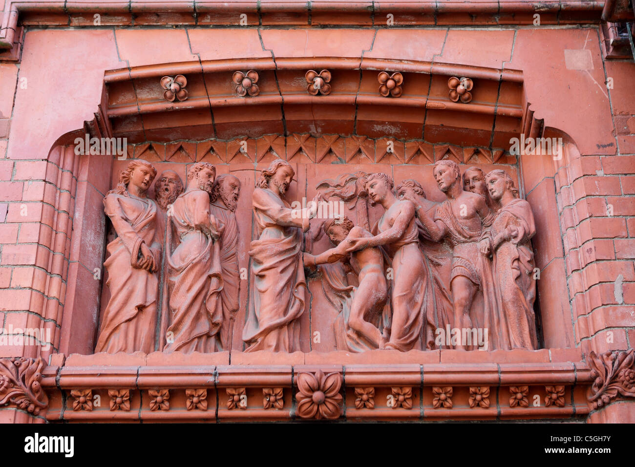 VICTORIAN TERRACOTTA RELIEF, situated on the west elevation of the old ...