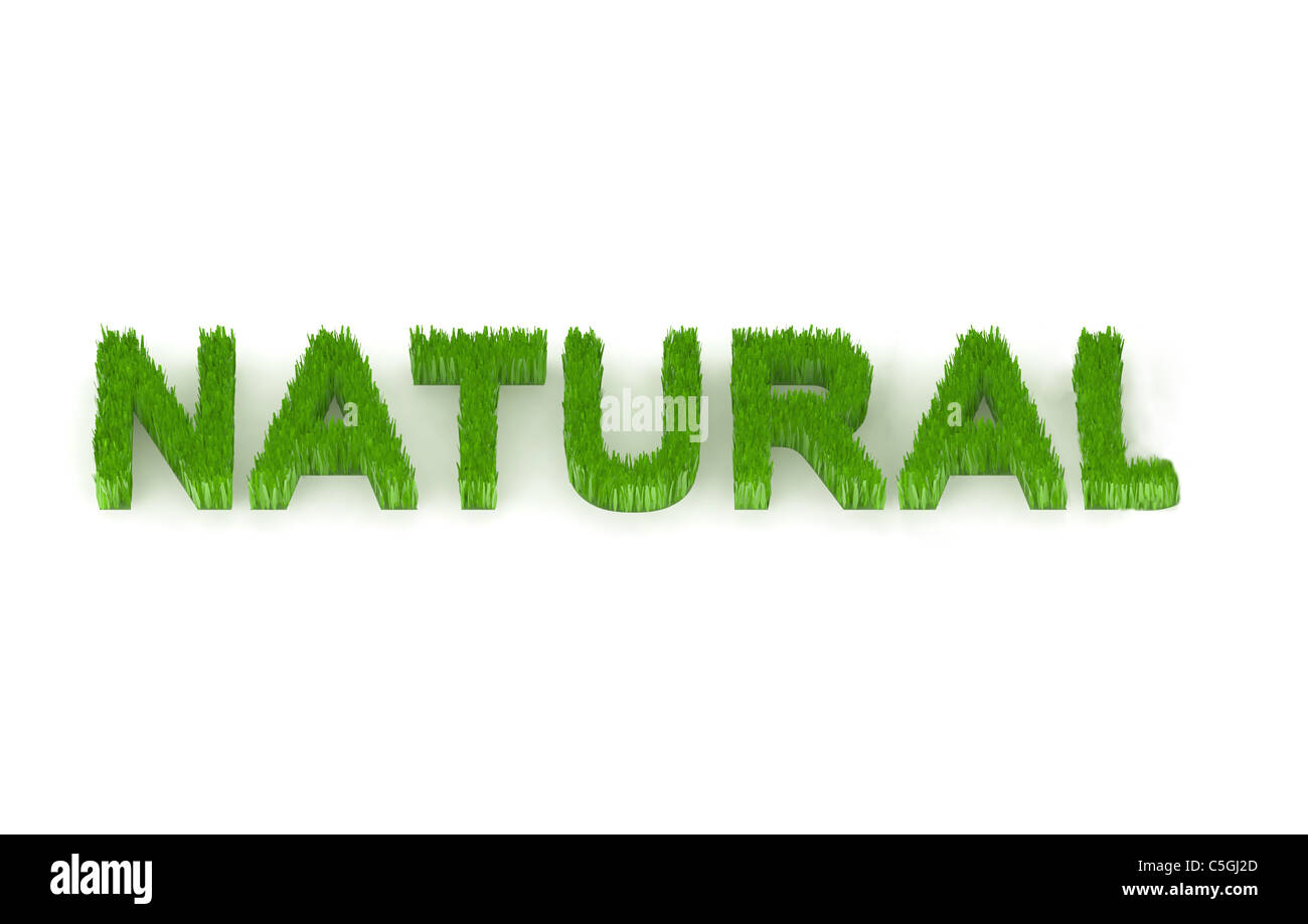 written natural with grass 3d illustration Stock Photo - Alamy