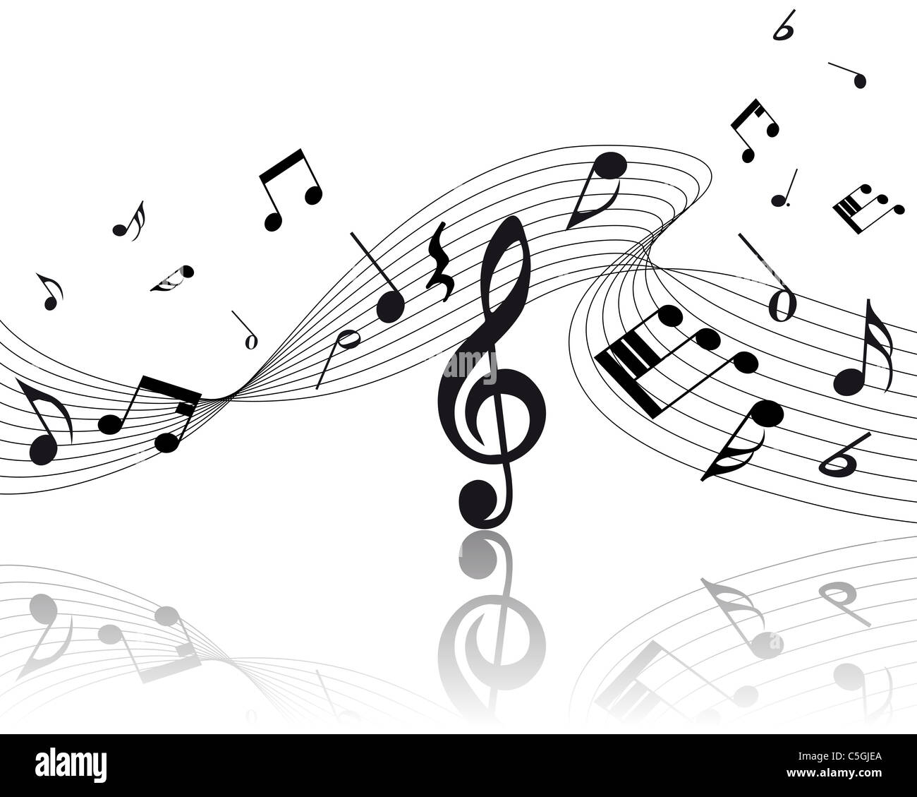 Vector musical notes staff background for design use Stock Photo - Alamy
