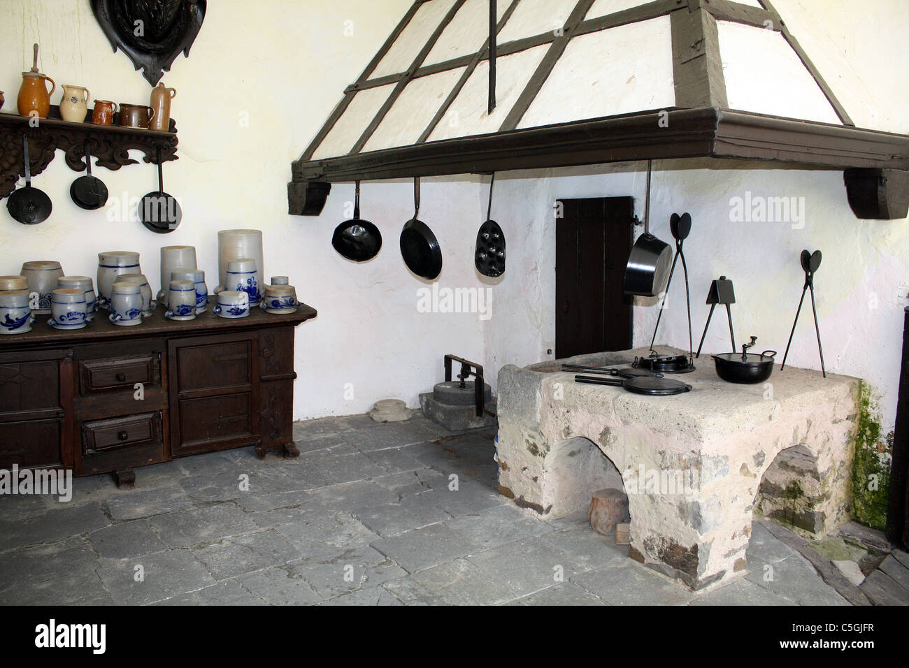 Old kitchen in a castle in Germany Stock Photo - Alamy