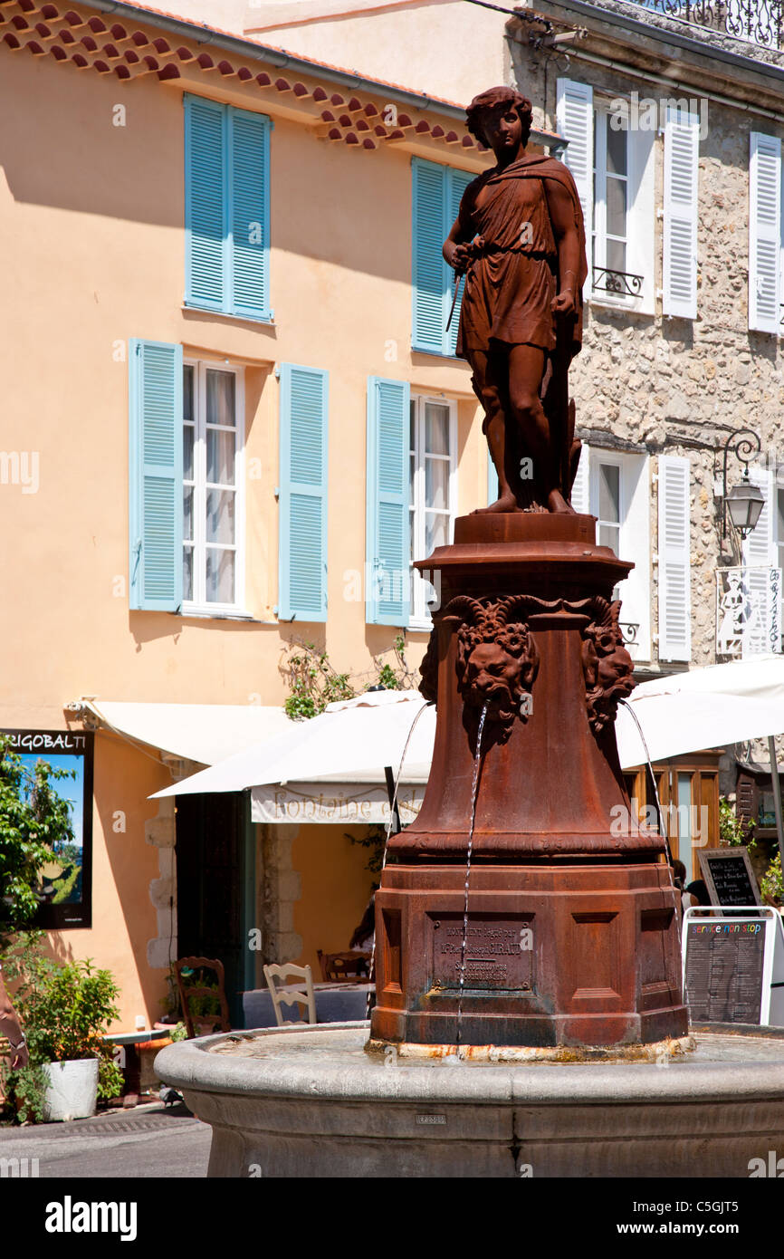 Statue with fountain, Mougins, Provence, France Stock Photo - Alamy