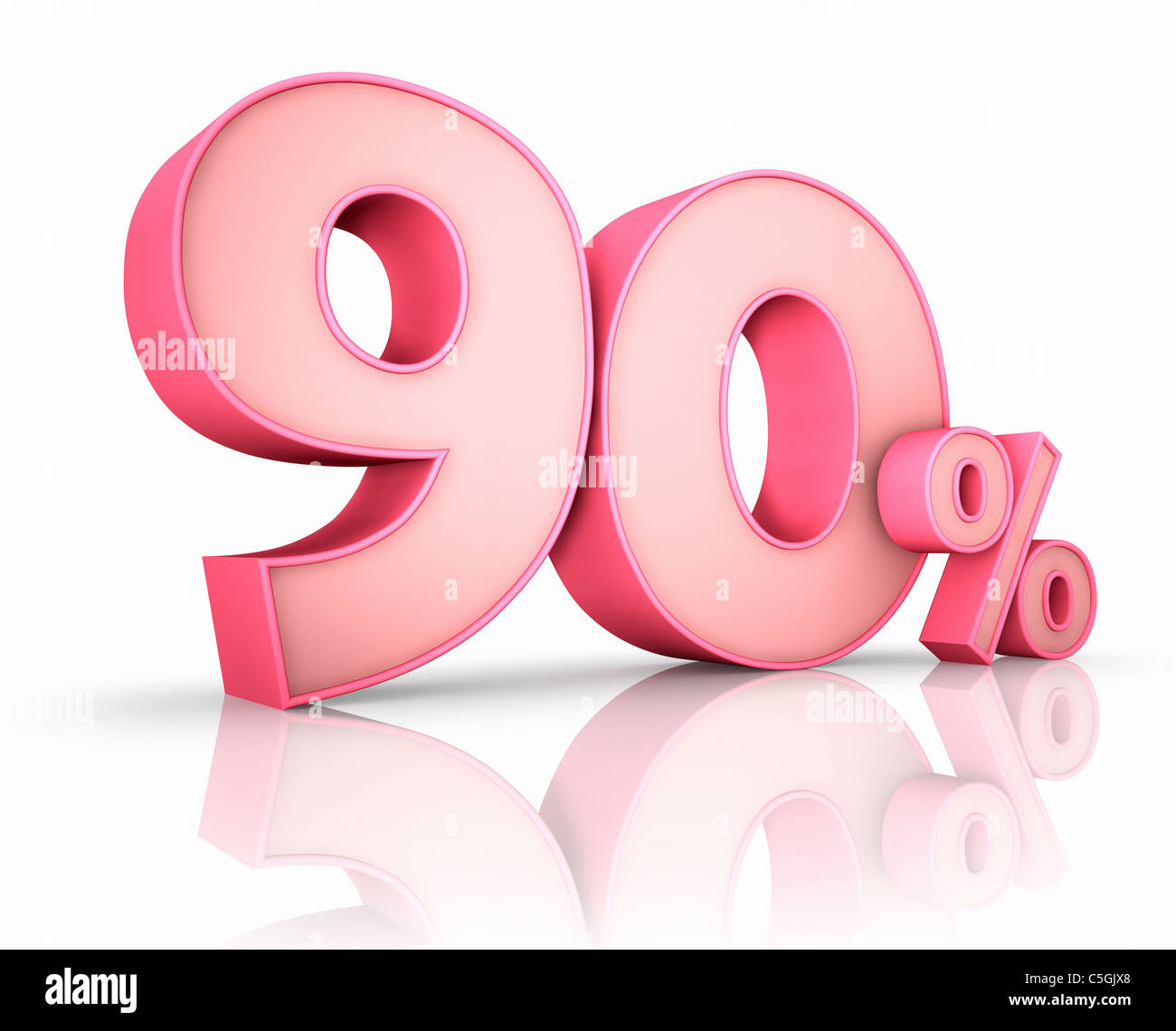 Pink ninety percent, isolated on white background. 90 Stock Photo - Alamy