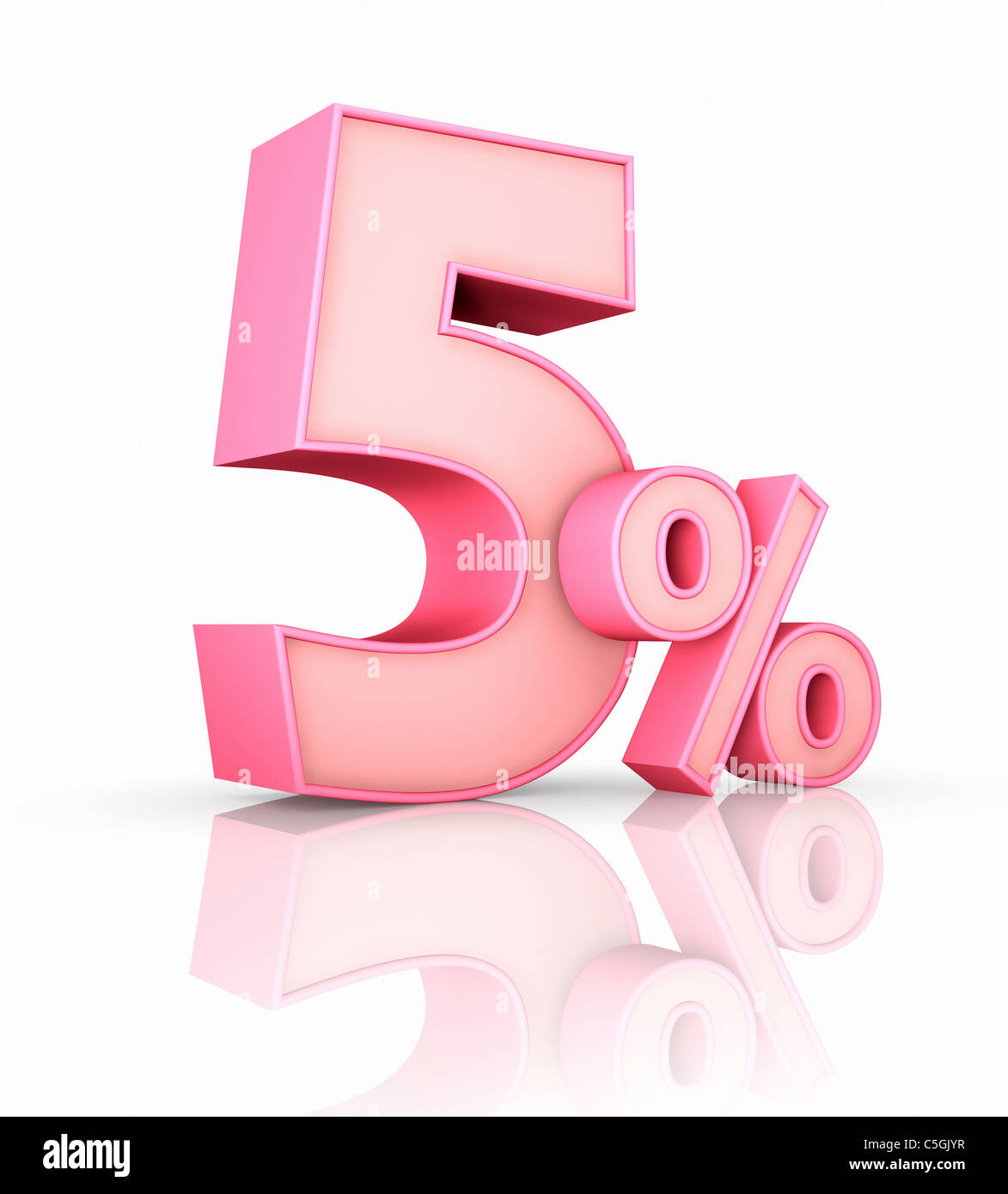 Pink five percent, isolated on white background. 5 Stock Photo - Alamy