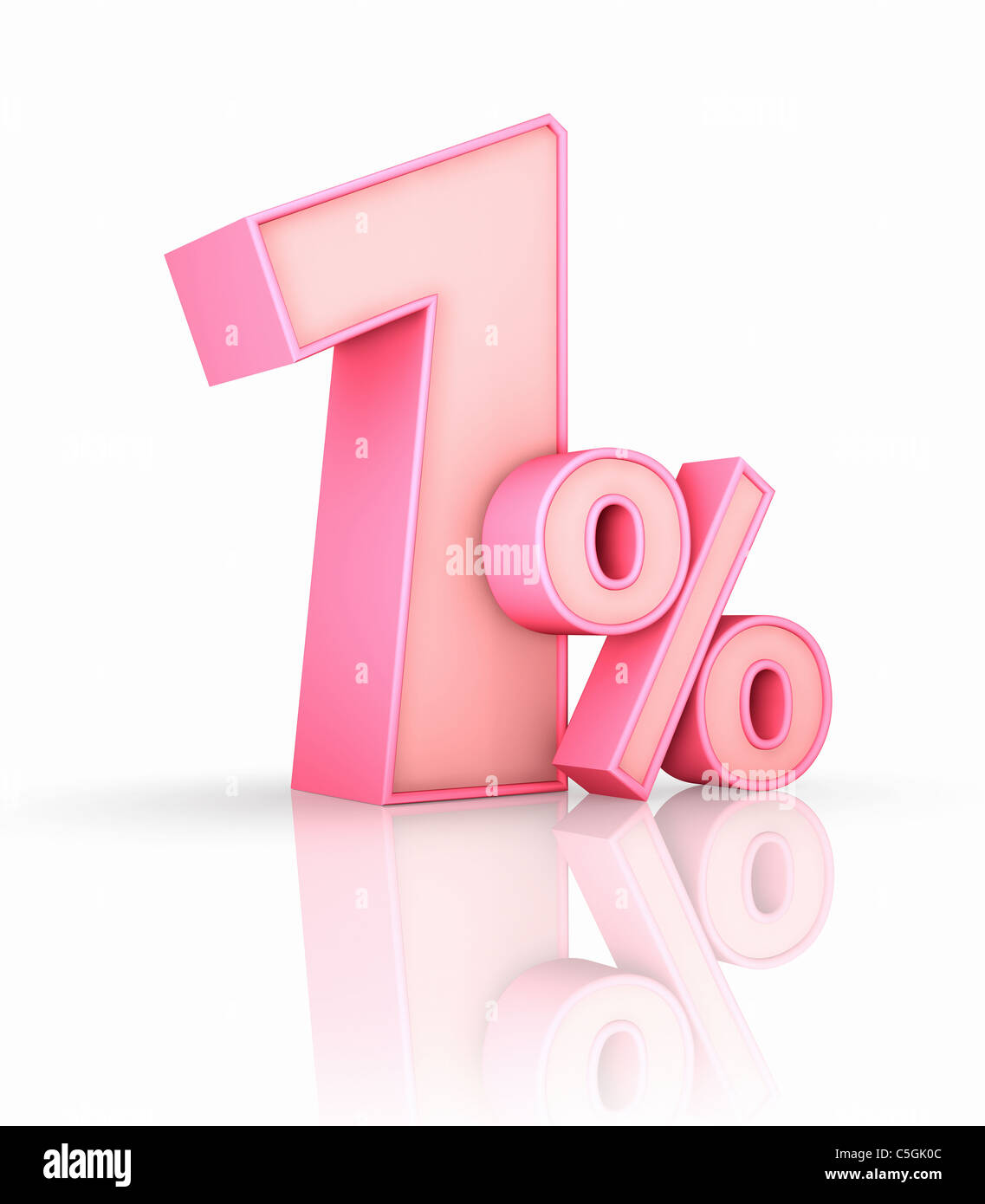 Pink one percent, isolated on white background. 1 Stock Photo - Alamy