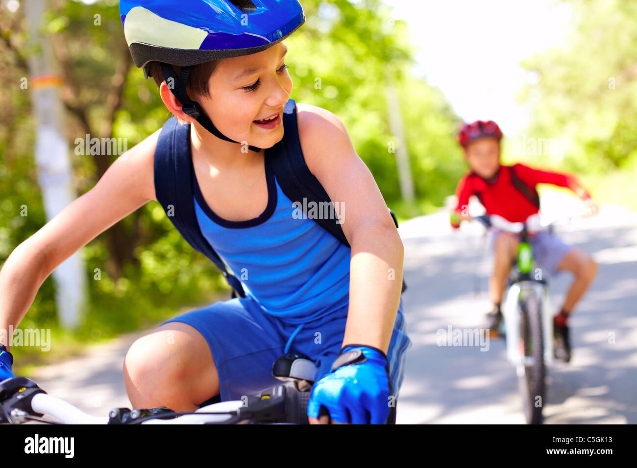 Two friends bikes racing hi-res stock photography and images - Alamy