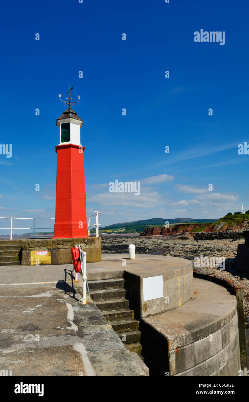 The navigation lighthouse on the East Pier at Watchet Harbour, Somerset ...