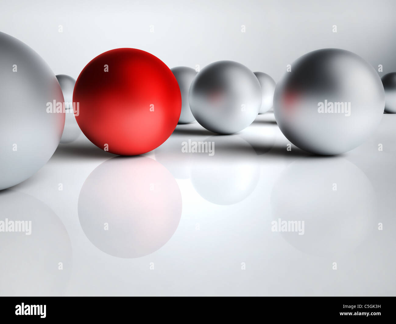 One red and several silver bullets, conceptual 3d render Stock Photo ...