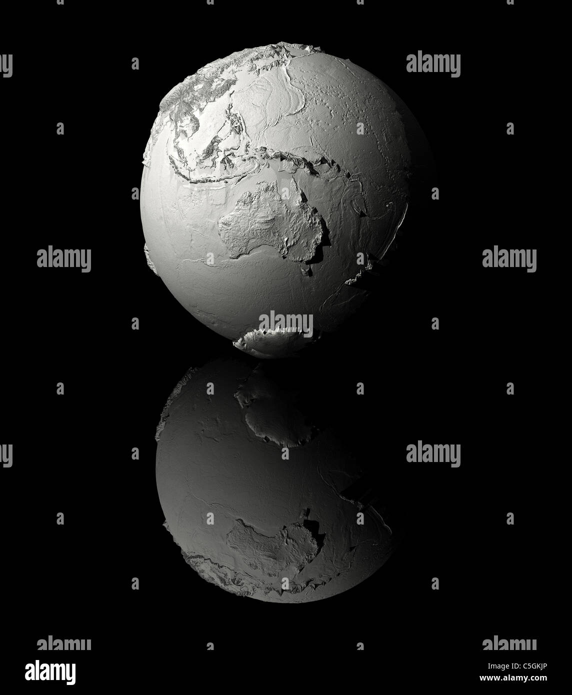 Realistic model of planet earth on black background, australia, 3d ...