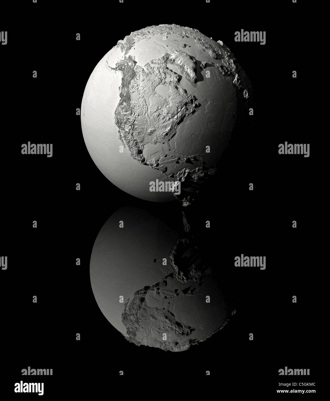 Realistic model of planet earth on black background, north america, 3d ...