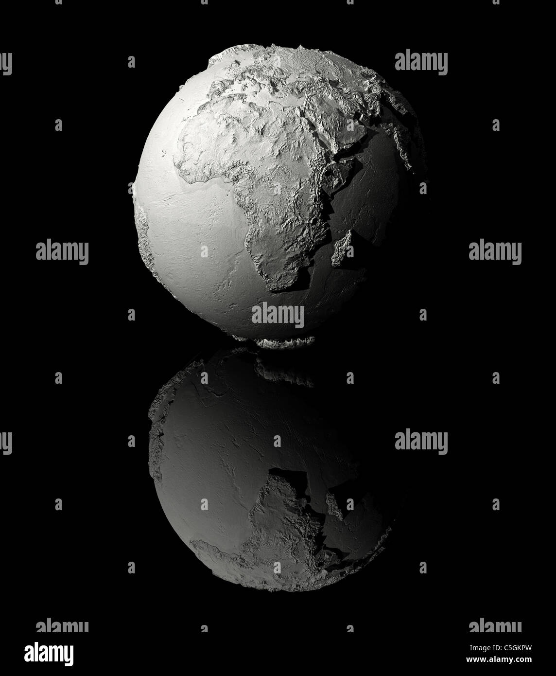 Realistic model of planet earth on black background, africa, 3d render ...