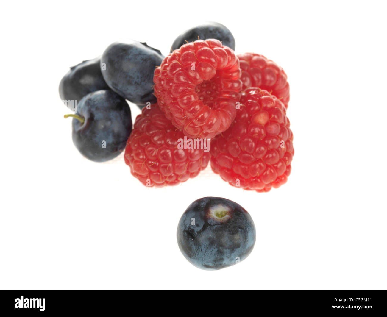 Handful Of Fresh Healthy Raspberries and Blueberries Summer Berries ...