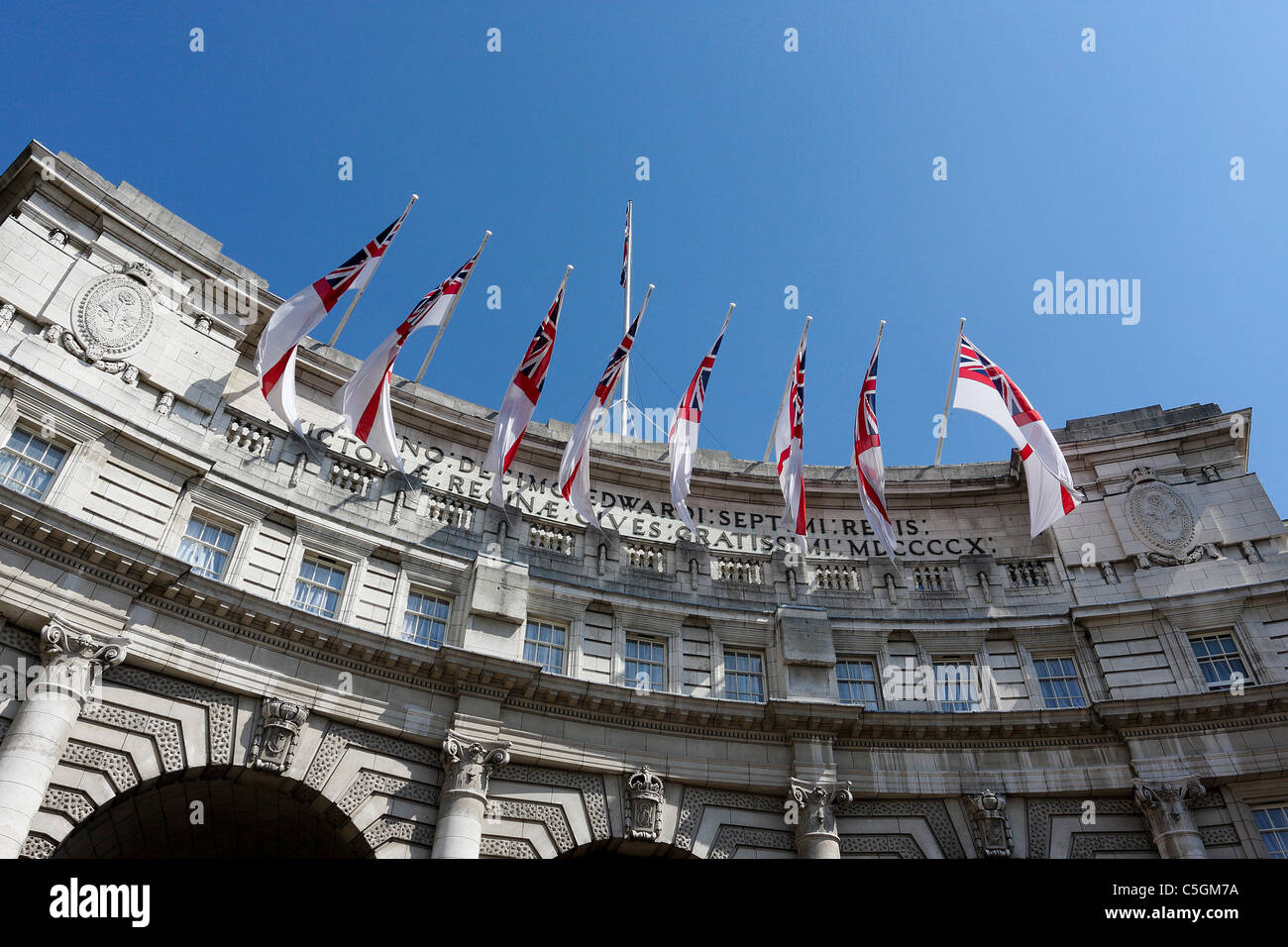 ADMIRALTY ARCH,WHITE ENSIGN FLAGS,viewed here from The Mall side of the ...