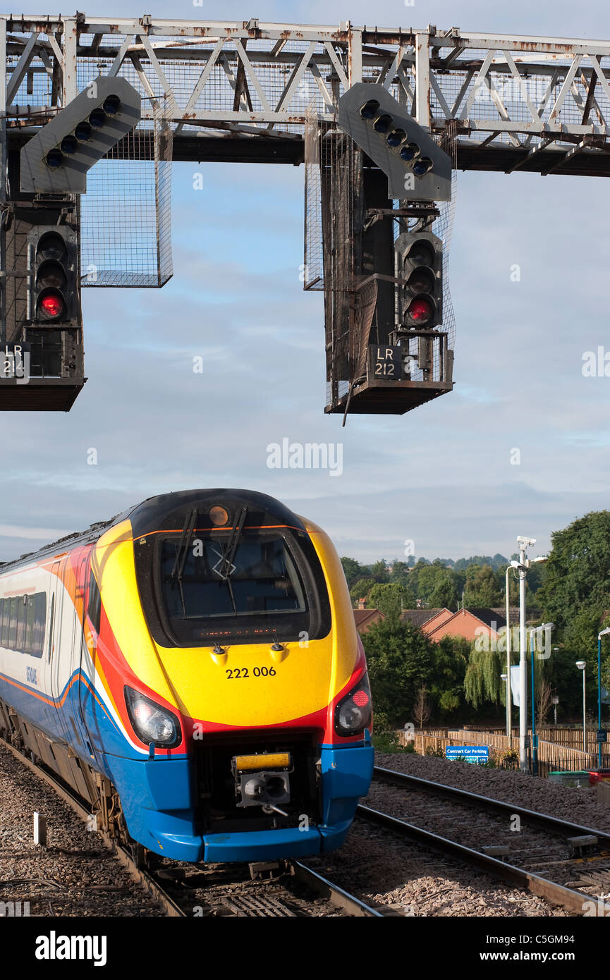 Class 222 Meridian train in East Midlands Trains livery traveling ...