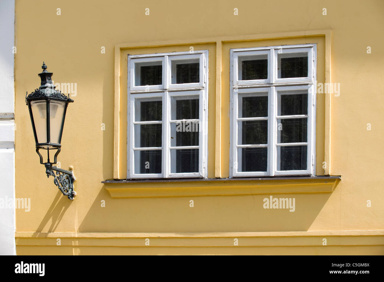 Prague - Historic house with two windows and a street light Stock Photo ...