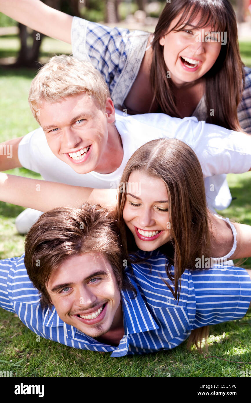 Embracing lovely lovers having fun in the park Stock Photo - Alamy