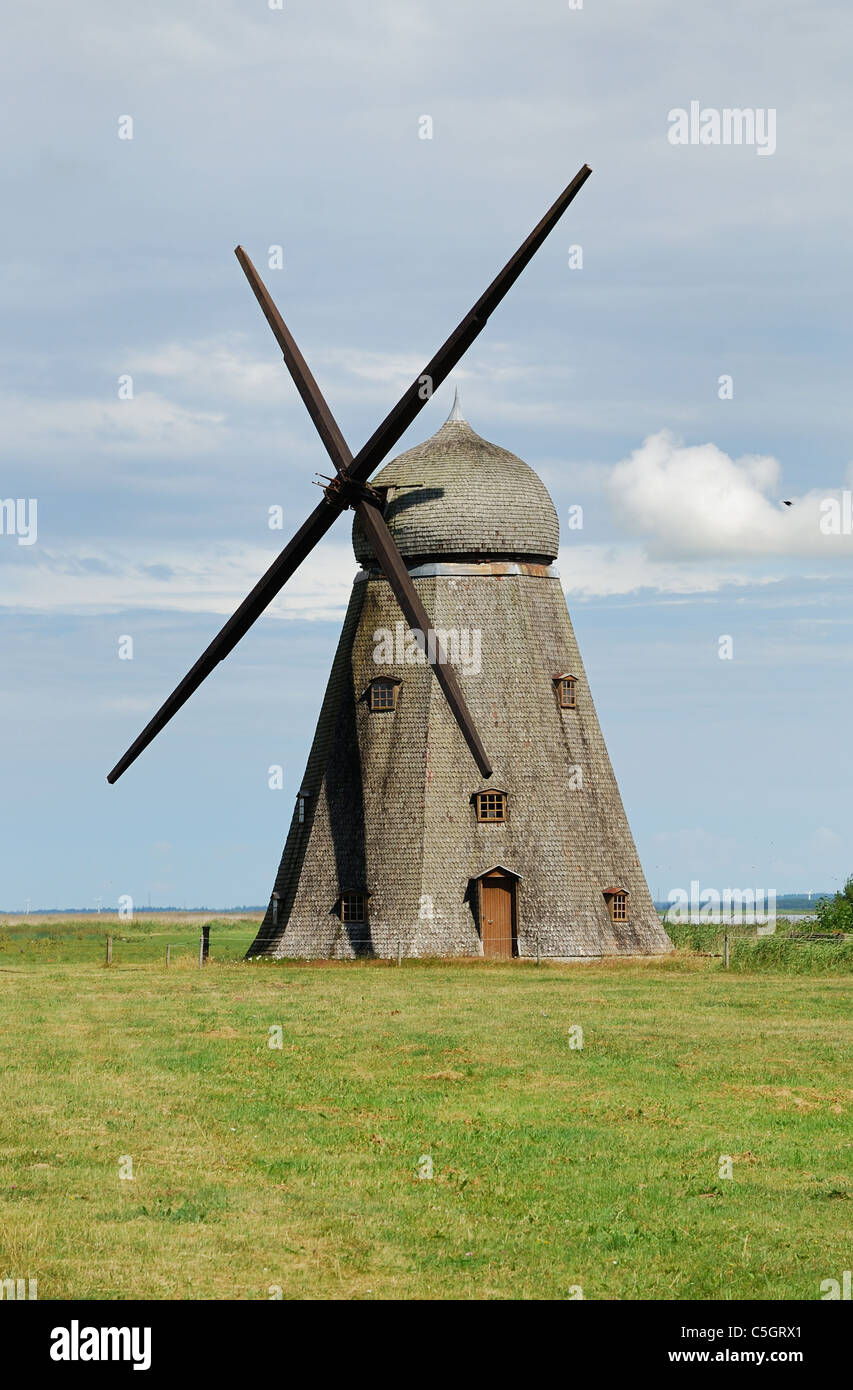 Ancient windmill shingled in Holland Stock Photo - Alamy