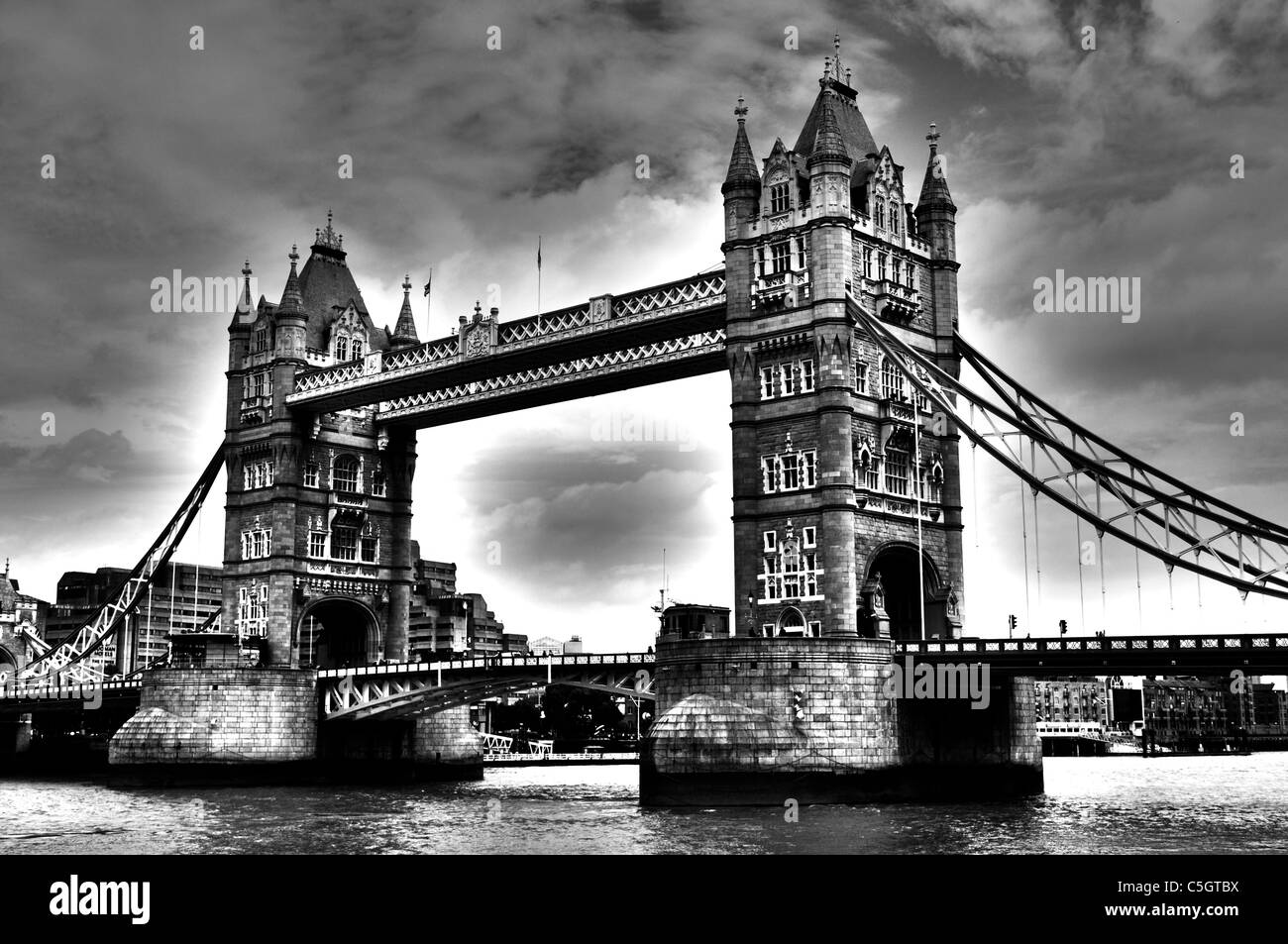 Tower Bridge In Central London With Years Of History Around It Stock ...