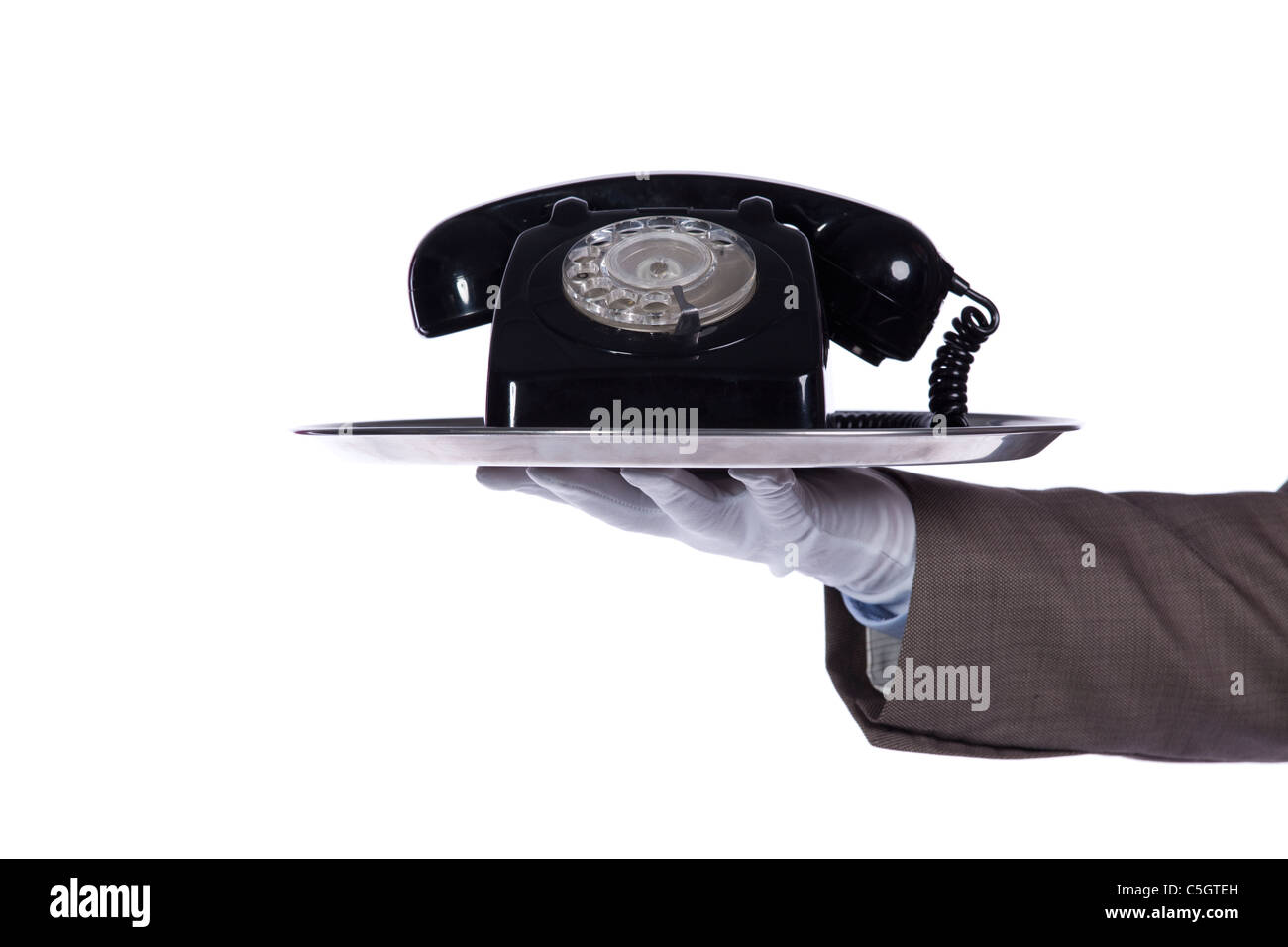 businessman showing you a communication solution Stock Photo - Alamy