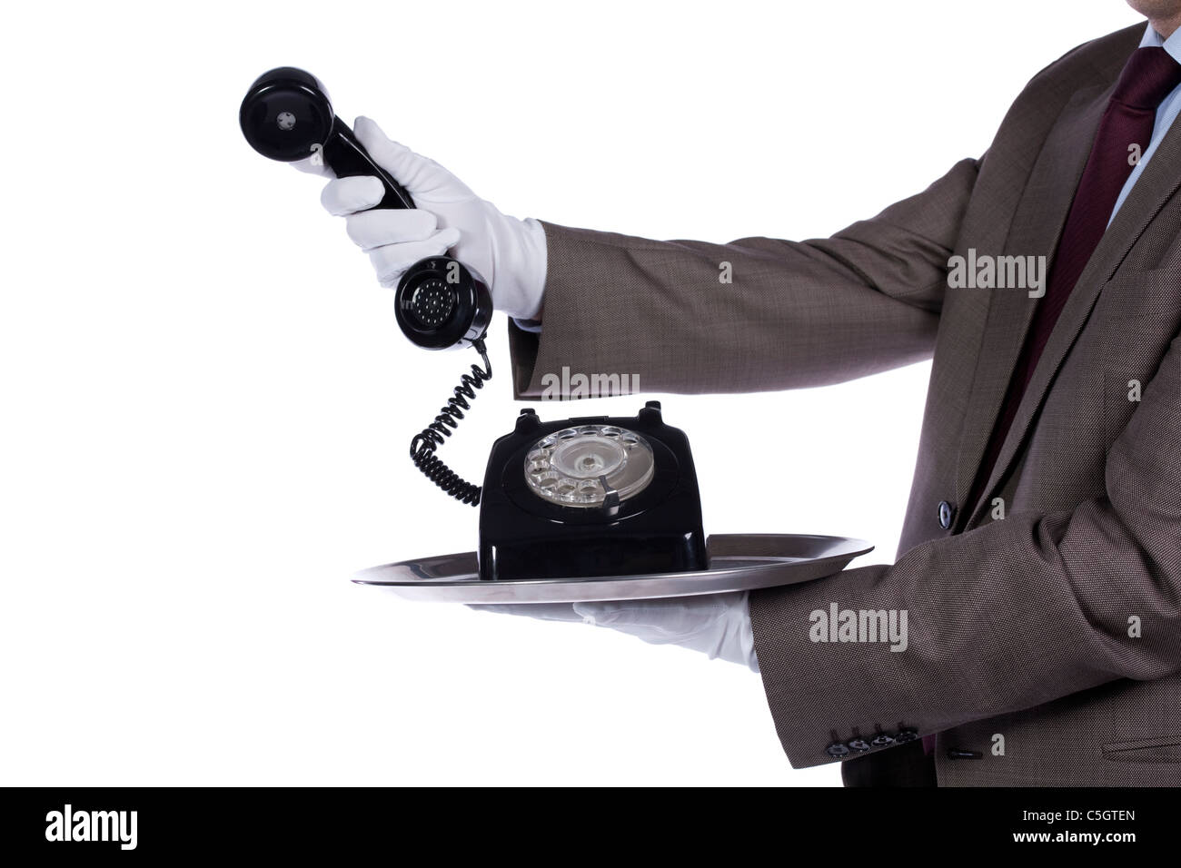 businessman showing you a communication solution Stock Photo - Alamy