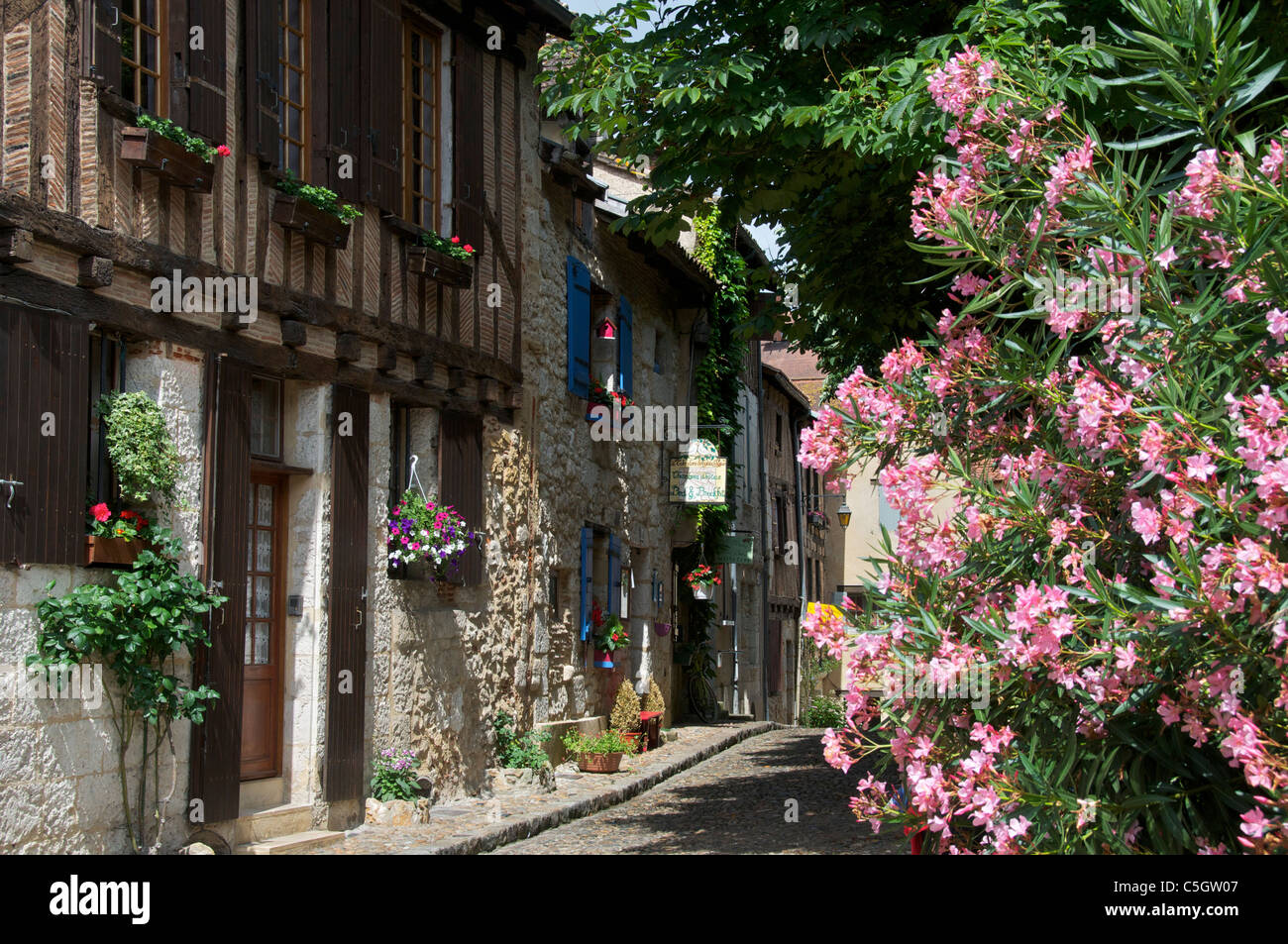 Picturesque houses in Old Bergerac Dordogne Aquitaine France Stock ...