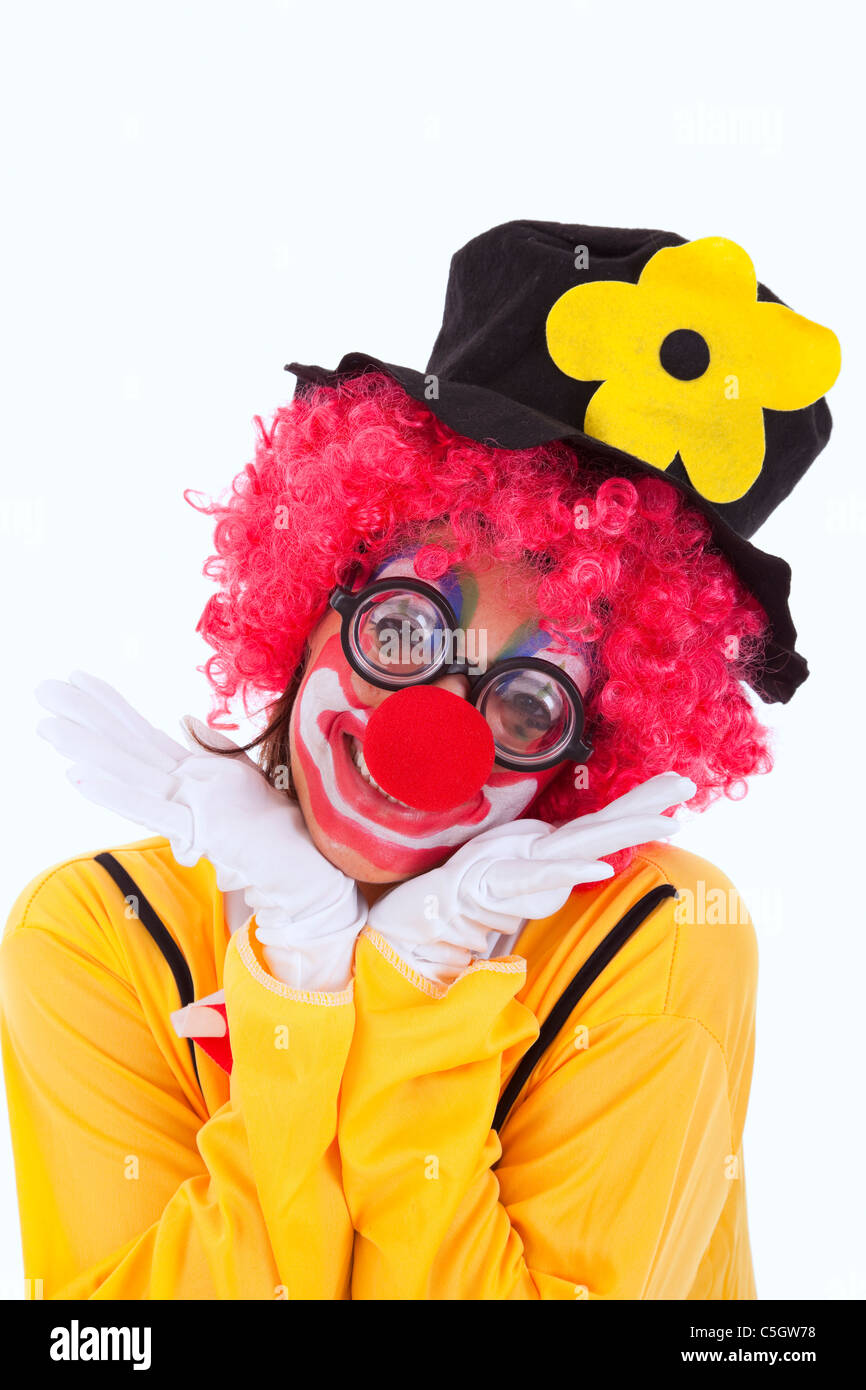 happy funny clown smiling (isolated on white Stock Photo - Alamy