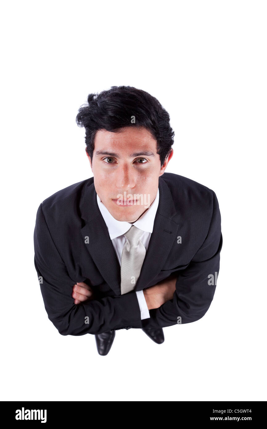 Successful businessman looking up (isolated on white Stock Photo - Alamy