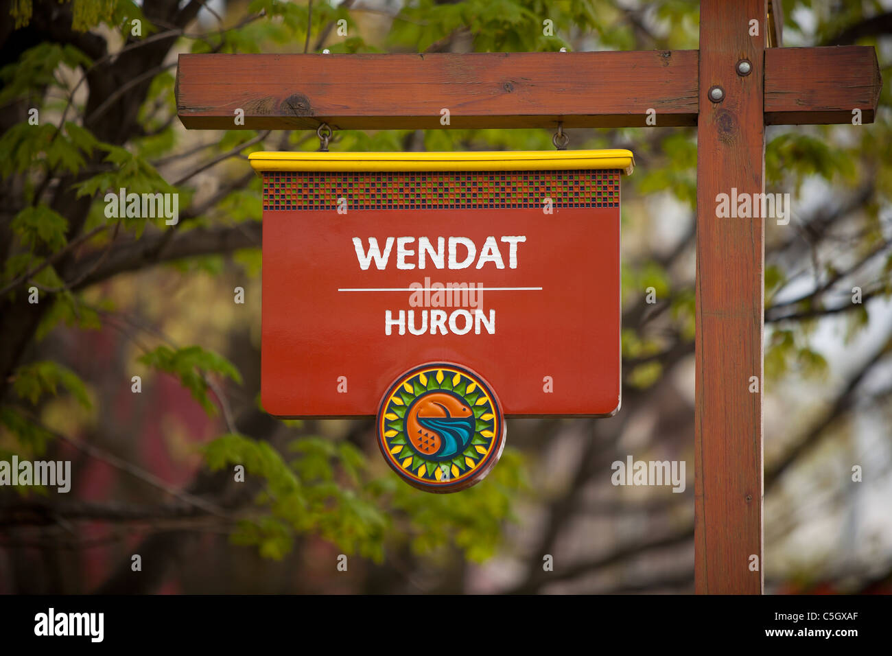 A street sign at Wendake Huron reserve located near Quebec city Stock ...