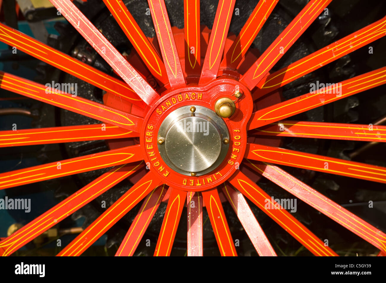 red spoked wheel on steam engine Stock Photo - Alamy