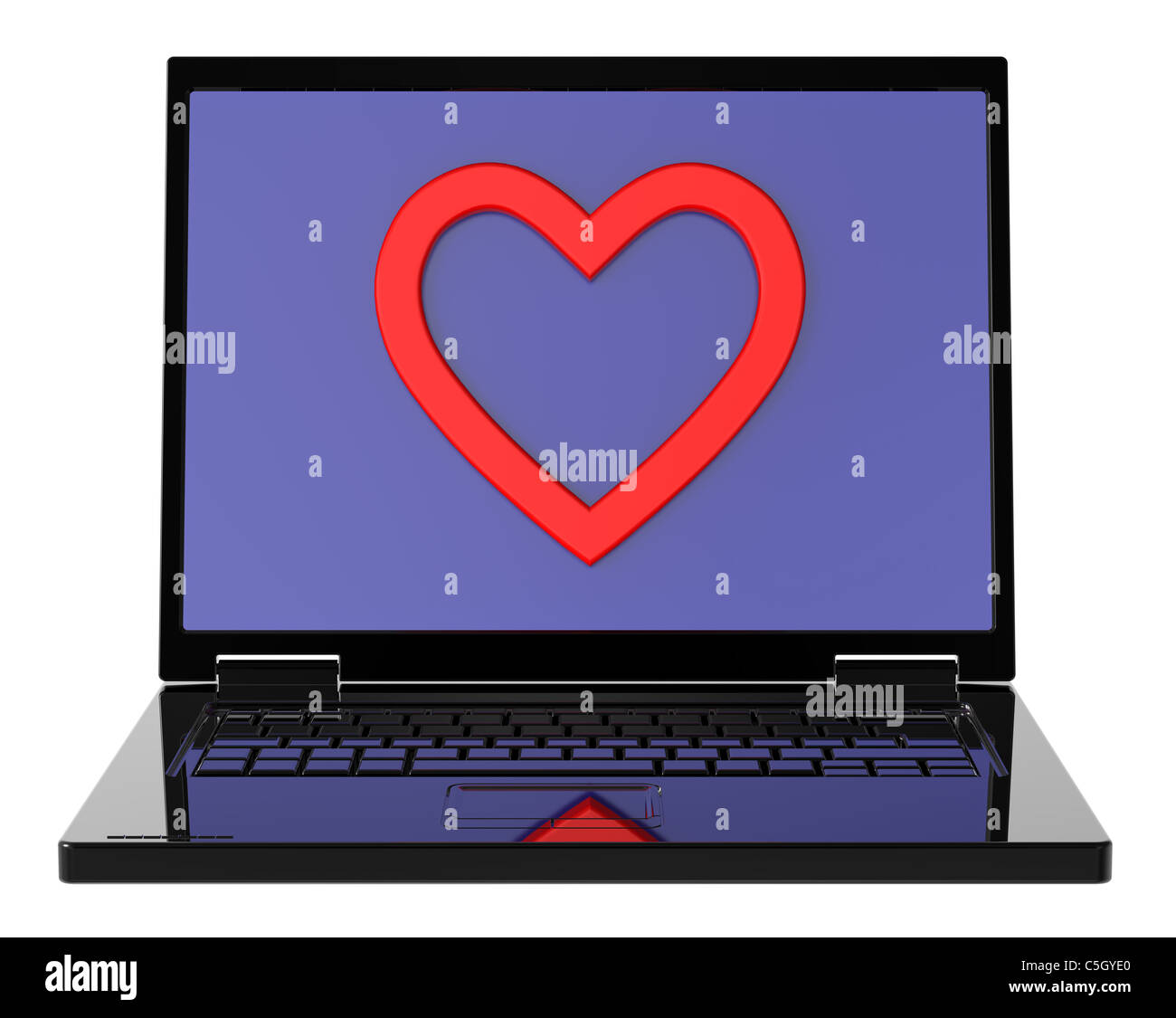Laptop with heart on the screen isolated over white background Stock ...