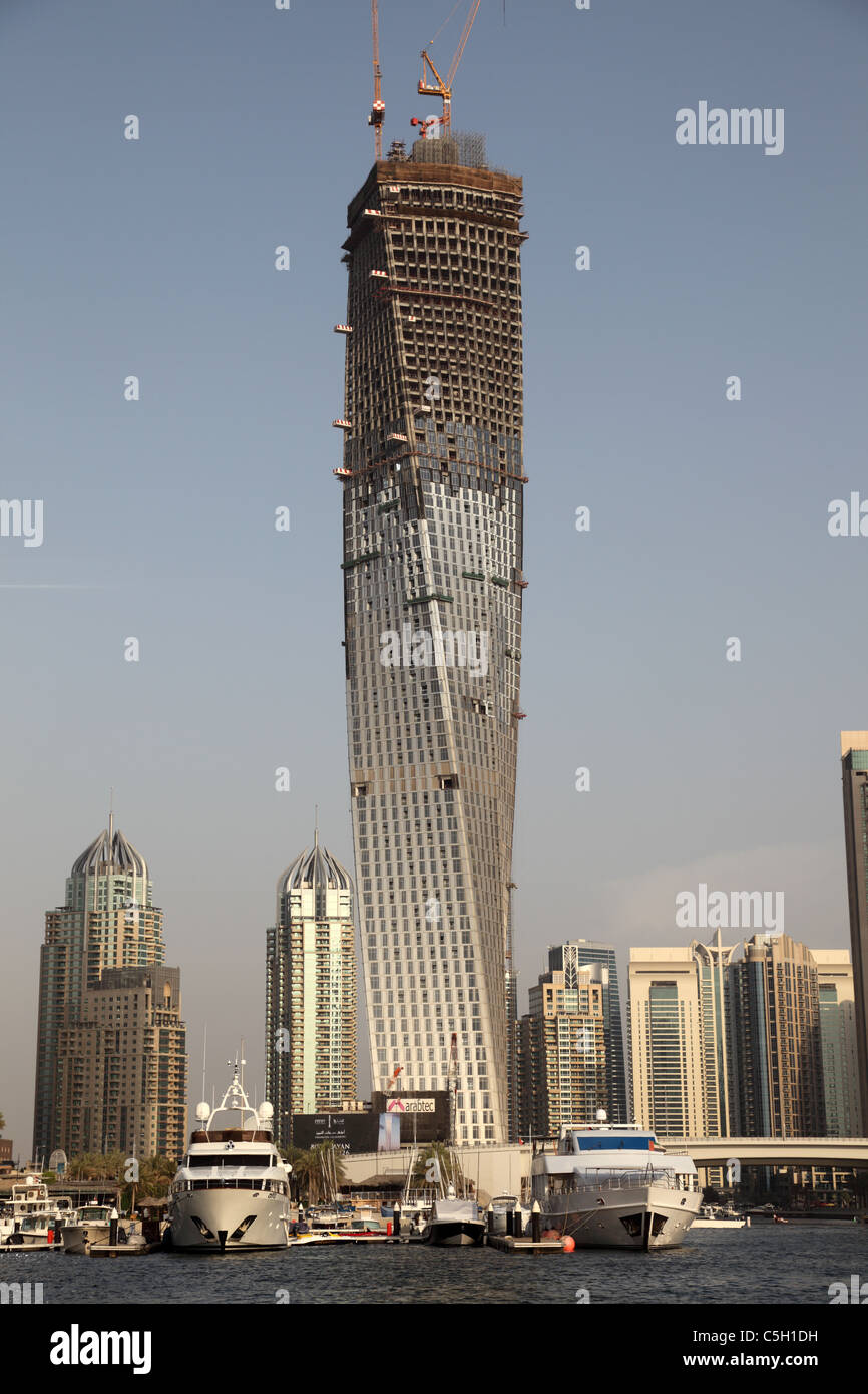 The Infinity Tower under construction. Dubai Marina, United Arab ...