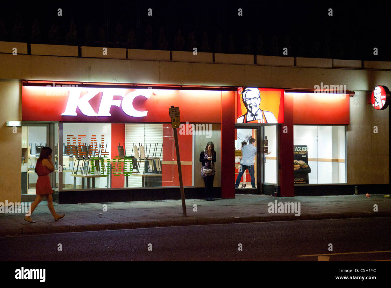 KFC restaurant at night in UK Stock Photo - Alamy