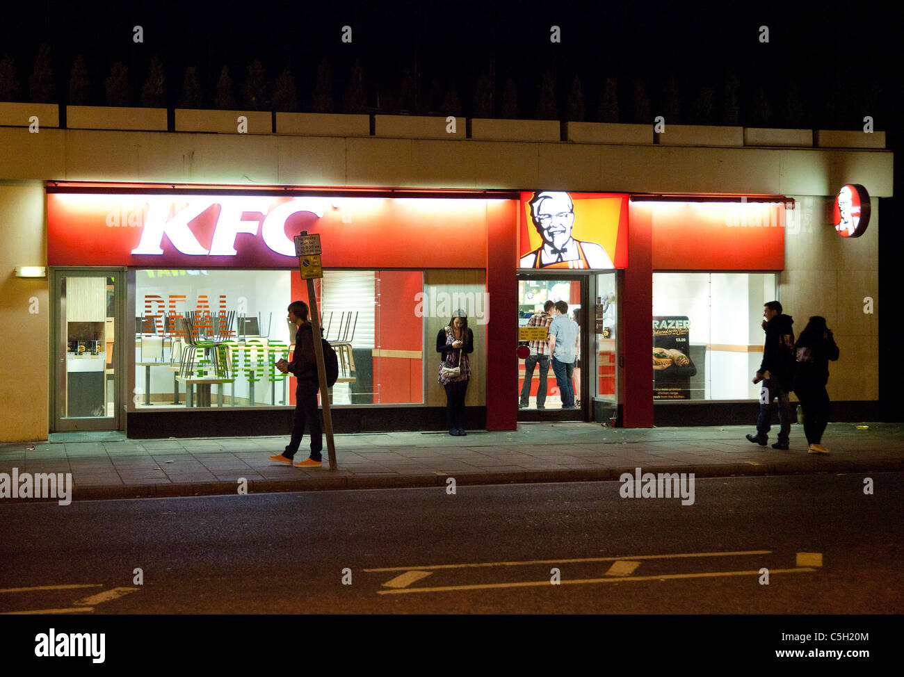 KFC restaurant at night in UK Stock Photo - Alamy