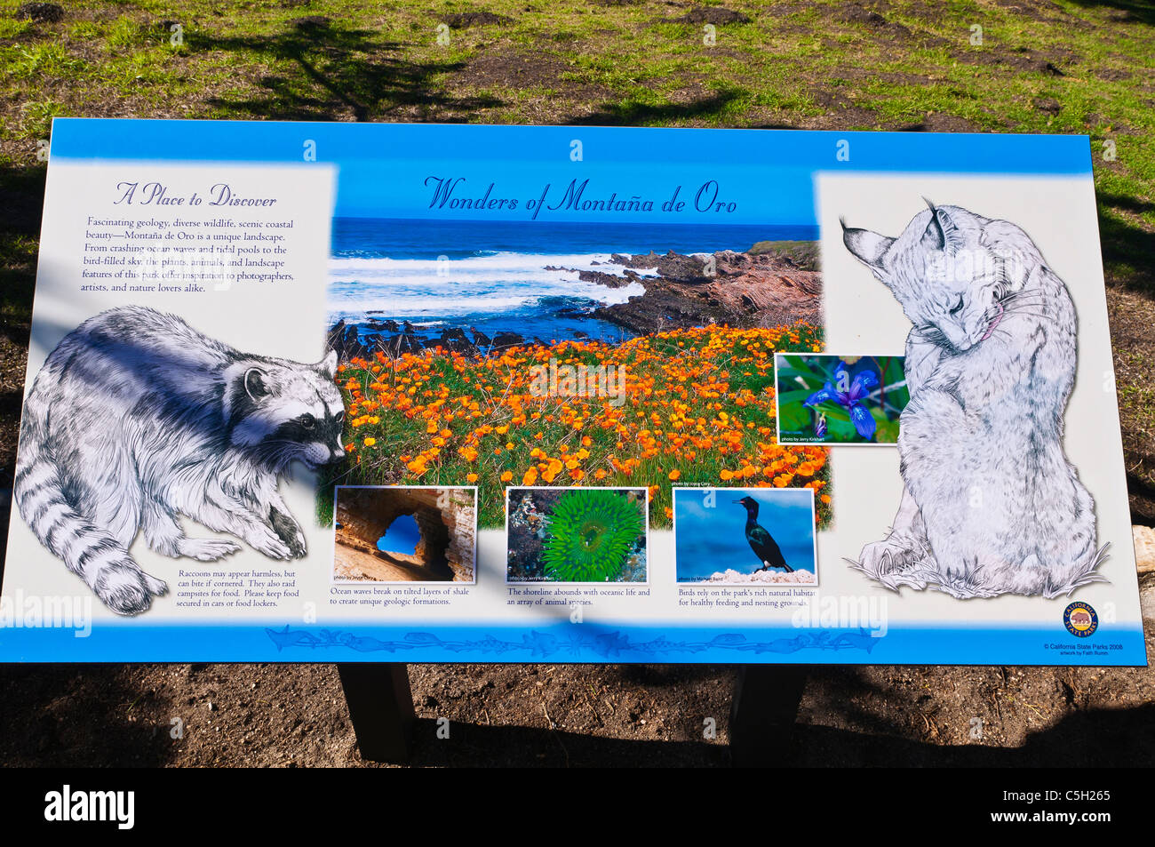 Interpretive sign at the visitor center, Montana de Oro State Park ...