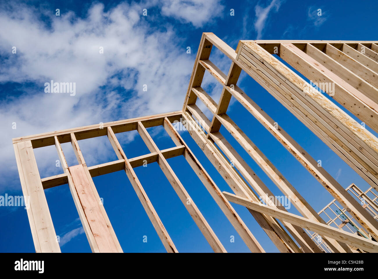 Image shows a home under construction at the framing phase Stock Photo ...