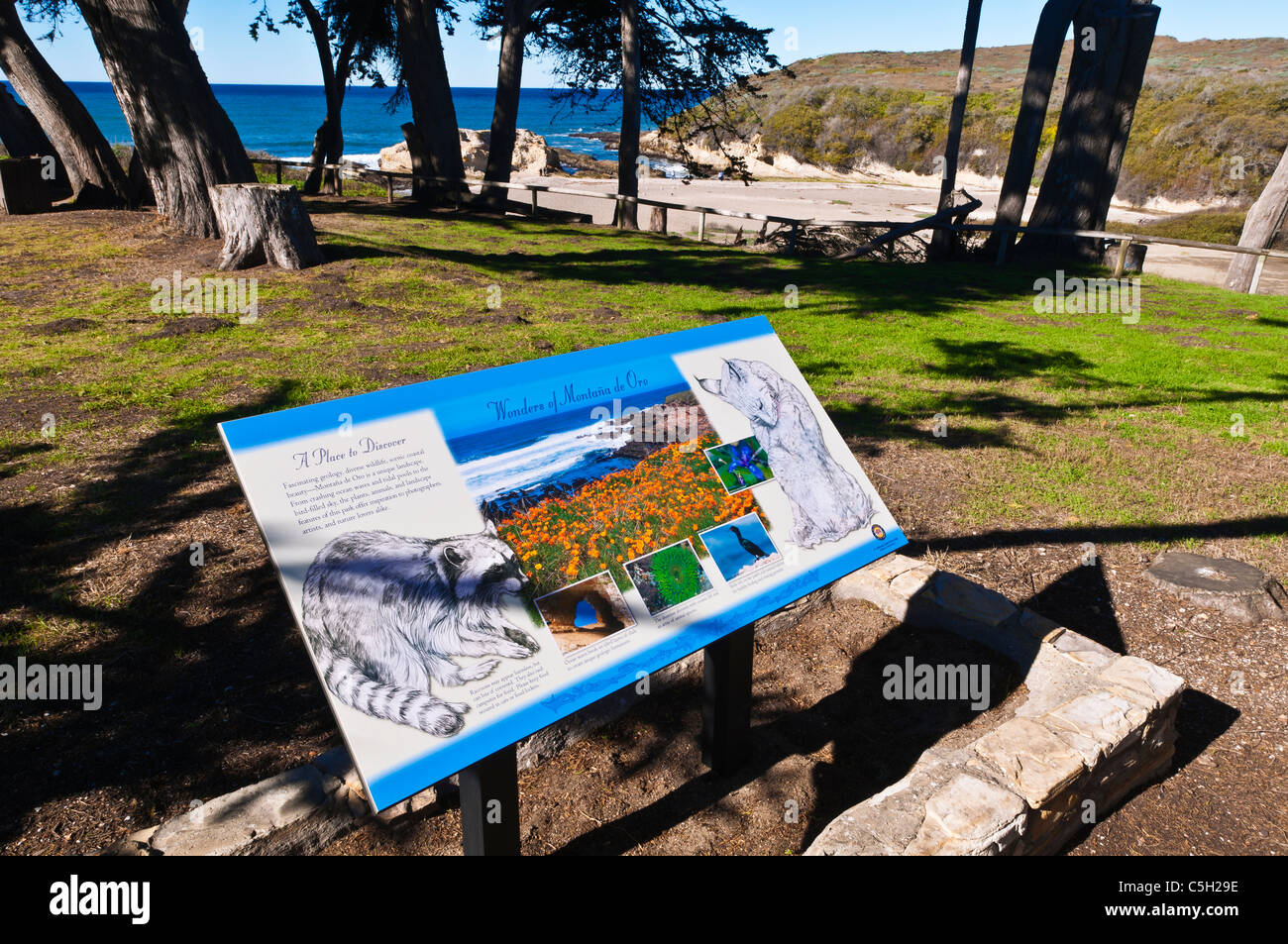 Interpretive sign at the visitor center, Montana de Oro State Park ...
