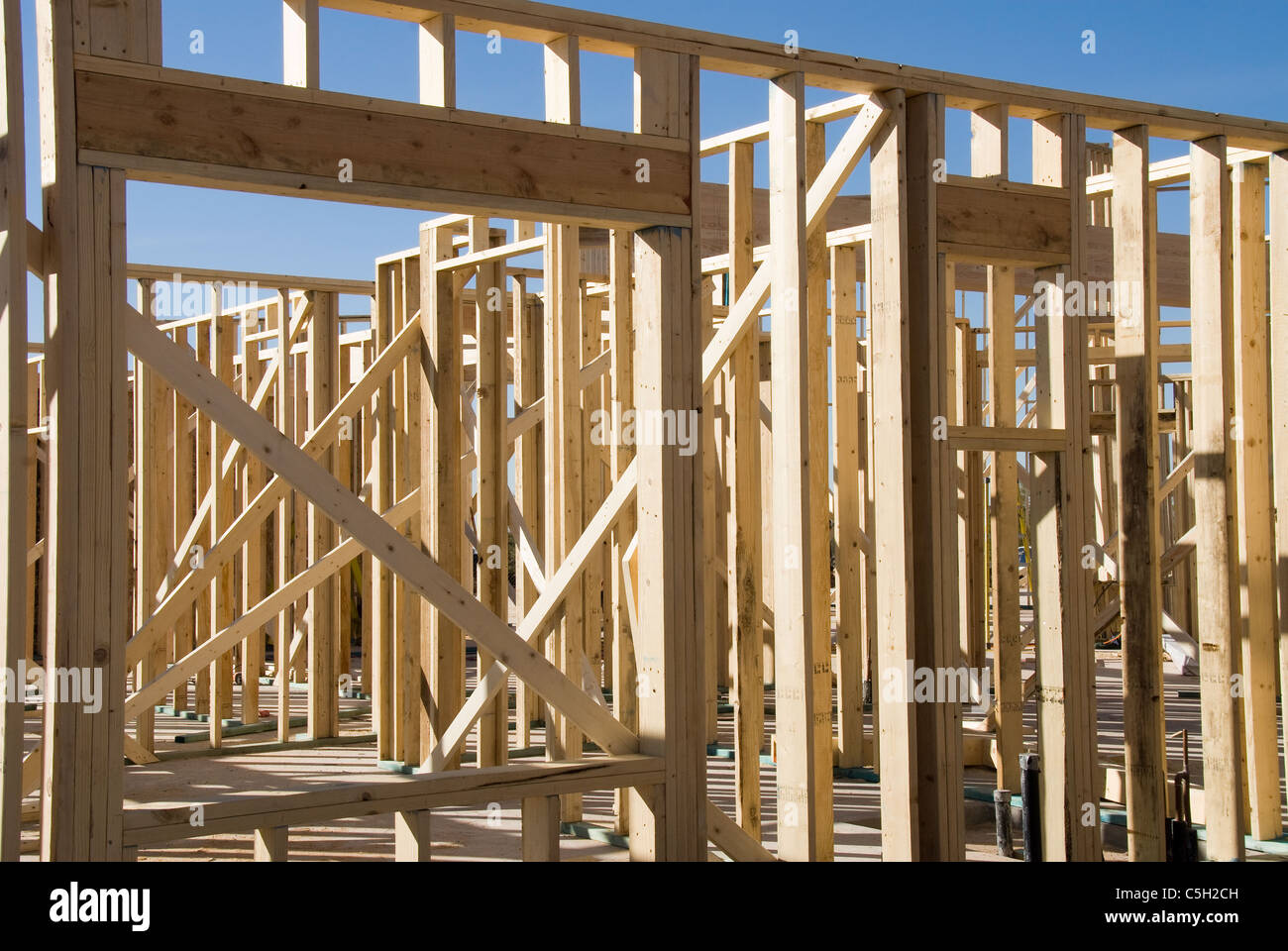 Image shows a home under construction at the framing phase Stock Photo ...