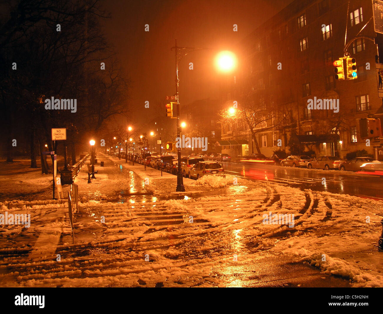 Winter snow in street in Brooklyn NY Stock Photo - Alamy