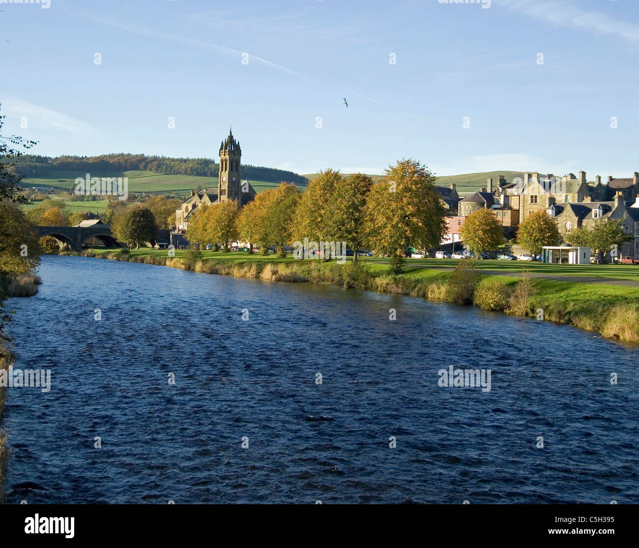 Peebles Town and River Tweed Stock Photo - Alamy
