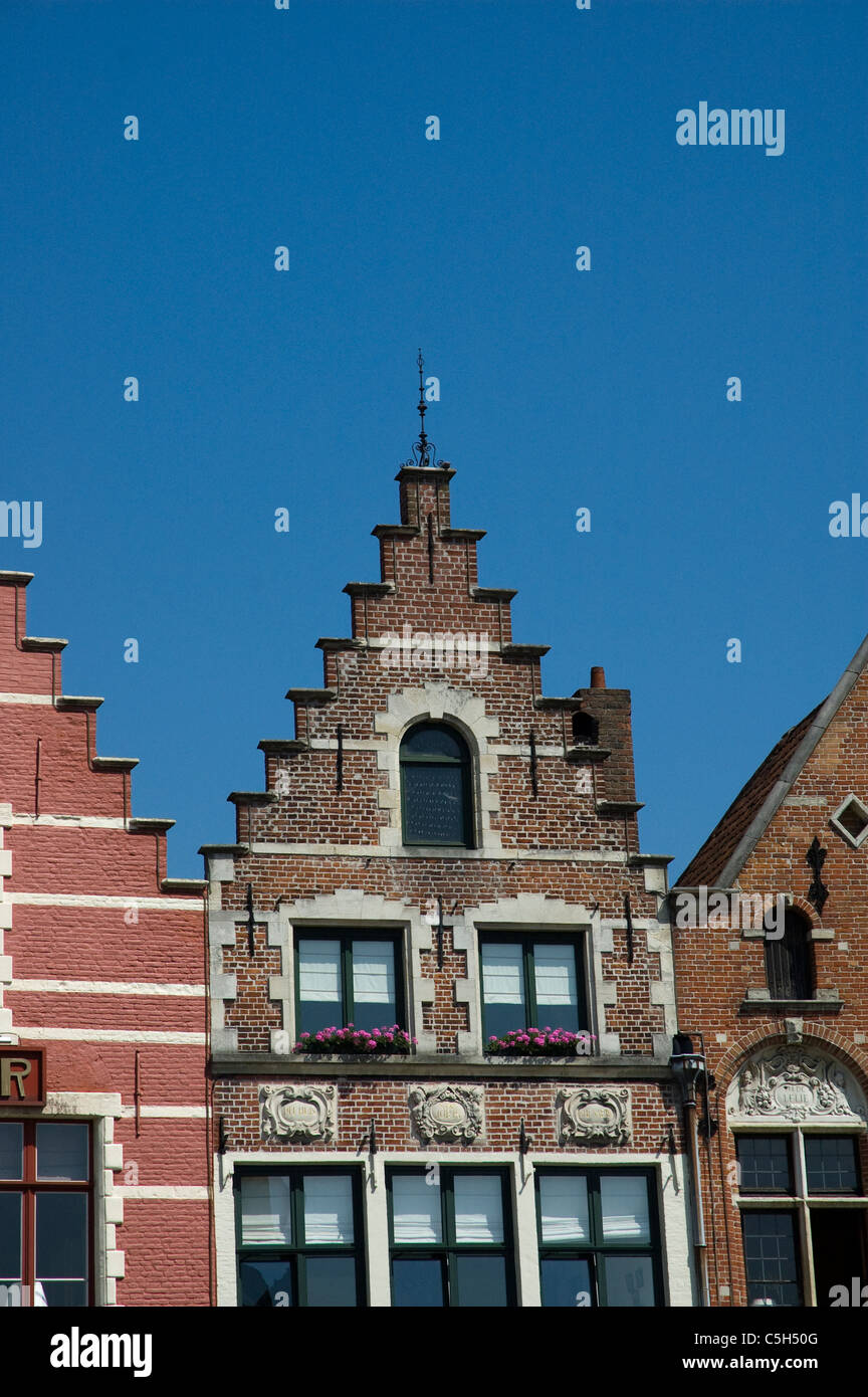 The famous rooftops of Bruges, Brugge Belgium in the Grote Markt Stock ...
