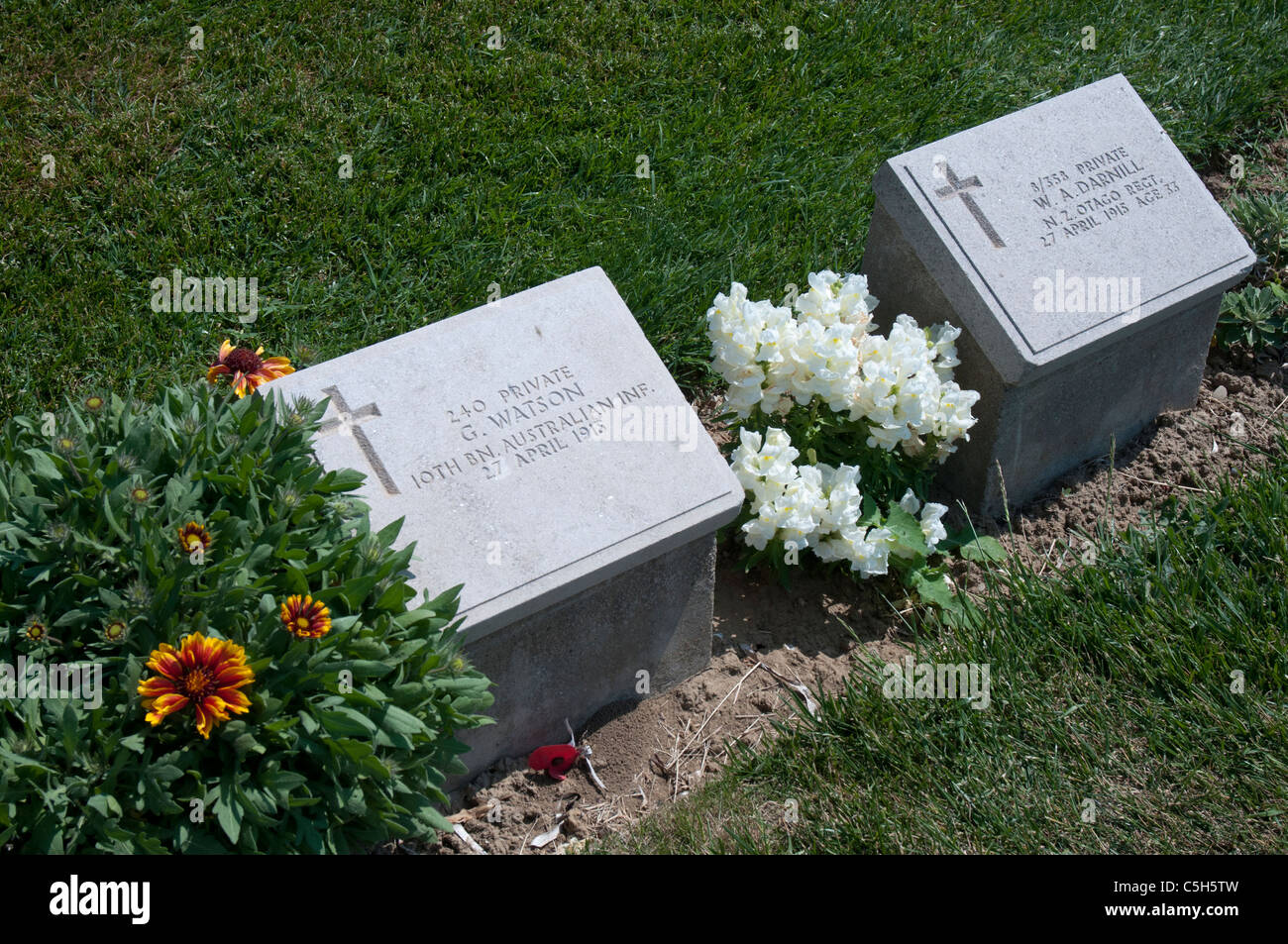 Allied graves at the Ari Burnu Cemetery at Anzac Cove on the Gallipoli ...