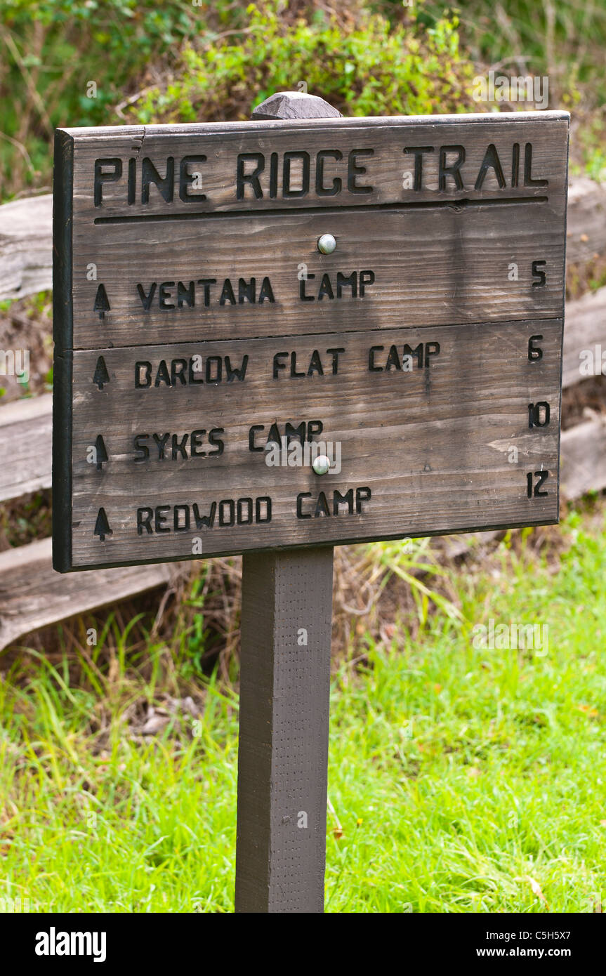Ventana Wilderness trail sign, Big Sur, California Stock Photo - Alamy