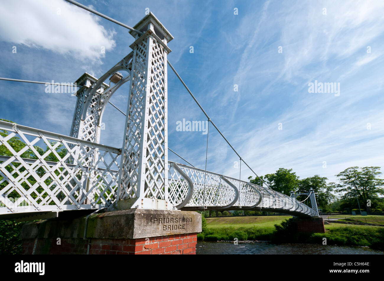 The Priorsford suspension Bridge over the River Tweed Peebles ...