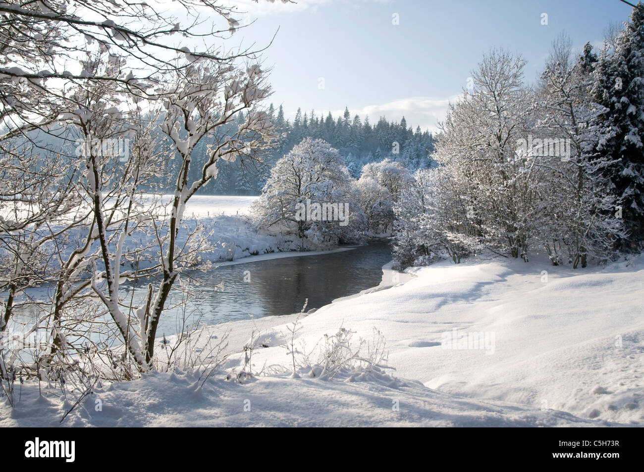 Yarrow Water in deep snow Stock Photo - Alamy