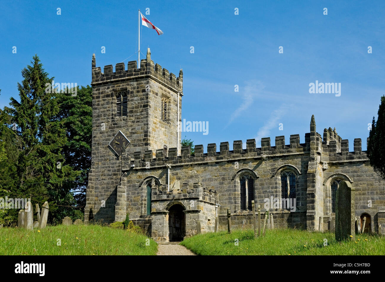 St Cuthberts parish church in summer Crayke North Yorkshire England UK ...