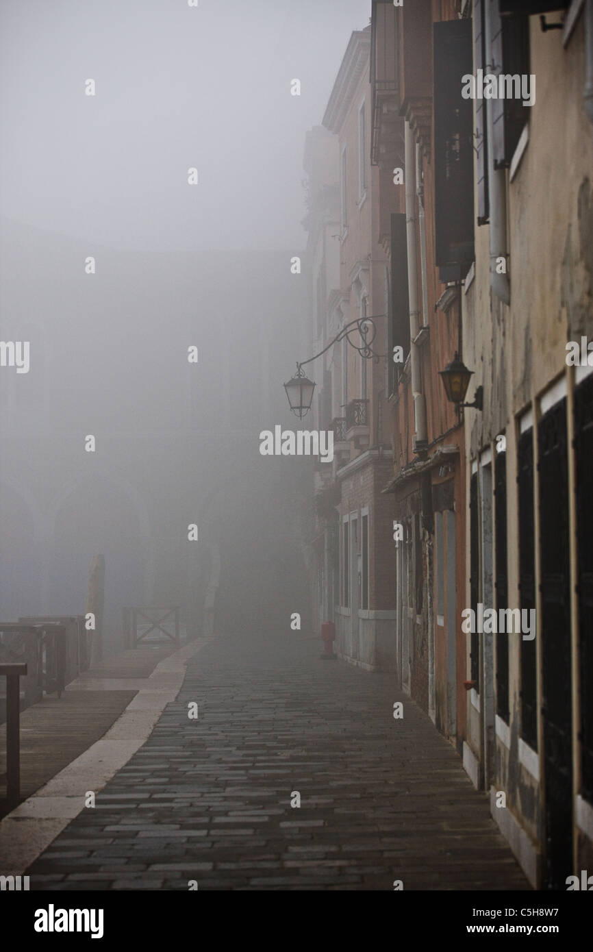 A street in the mist, Venice, Italy Stock Photo - Alamy