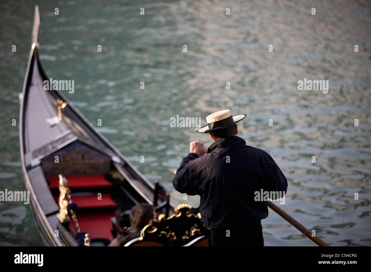 A gondola on the Grand Canal, Venice, Italy, rear view Stock Photo - Alamy
