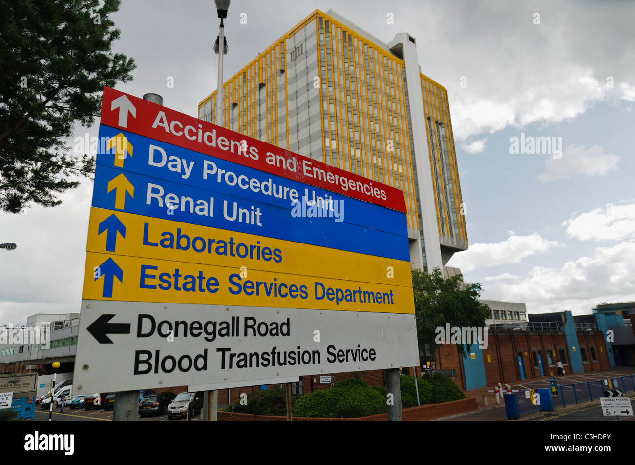 Sign outside the Belfast City Hospital's Tower Block Stock Photo - Alamy