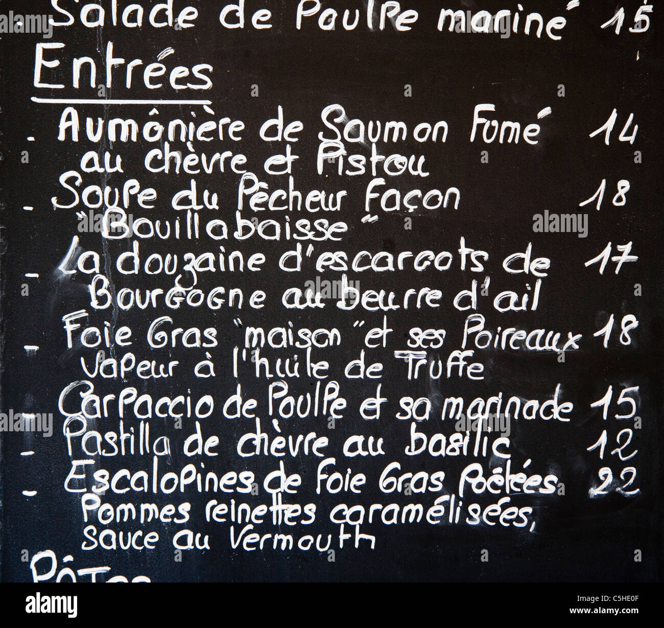 Entrees menu hi-res stock photography and images - Alamy