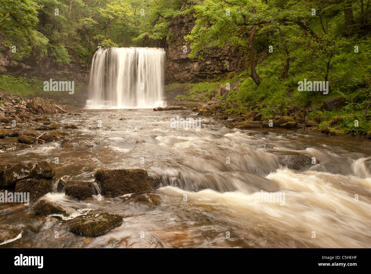 Sgwd-yr-eira waterfall, Afon Hepste, Brecon Beacons National Park ...